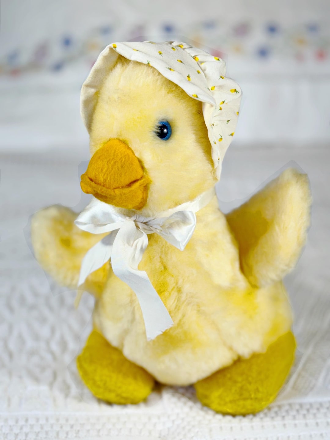 Vintage Bantam Duck Plush: Yellow Roly Poly Baby Toy With Bonnet - Etsy