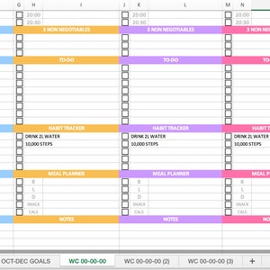 Customisable Excel Weekly Planner & Accountability Tracker - Etsy