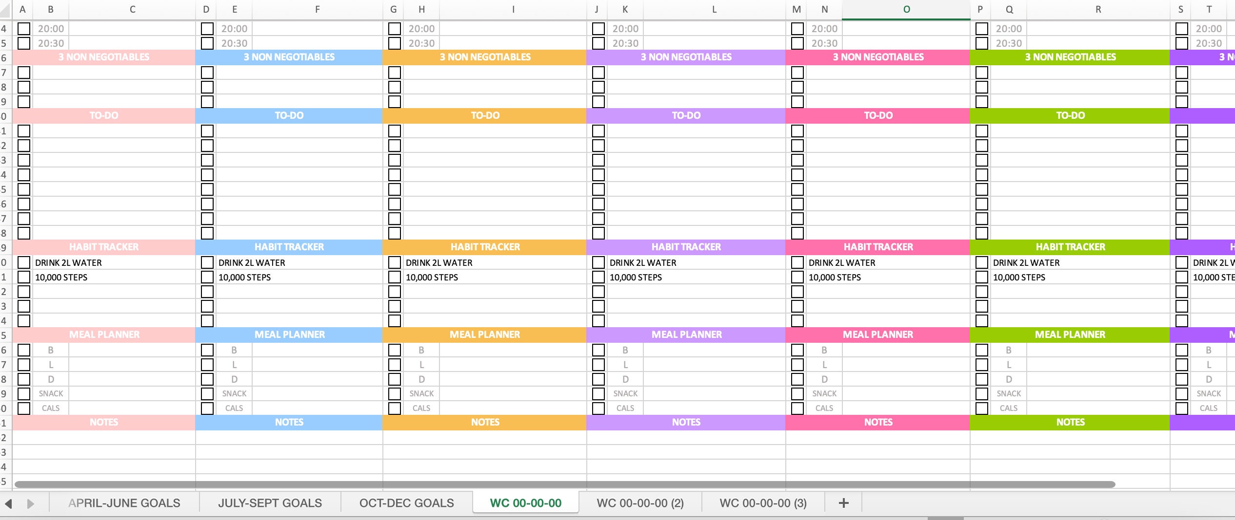 Customisable Excel Weekly Planner & Accountability Tracker - Etsy