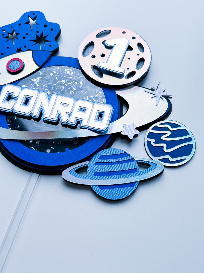 Space Theme Cake Topper First Trip Around the Moon Cake - Etsy