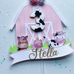 Pink Barn Cake Topper, Girly Farm Cake Topper, Pink Barn Birthday Party ...