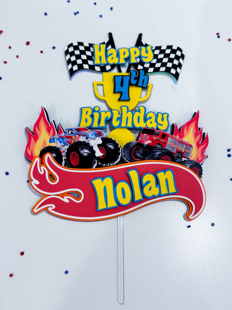Monster Truck Shaker Cake Topper, Monster Truck Hot Wheels Birthday ...
