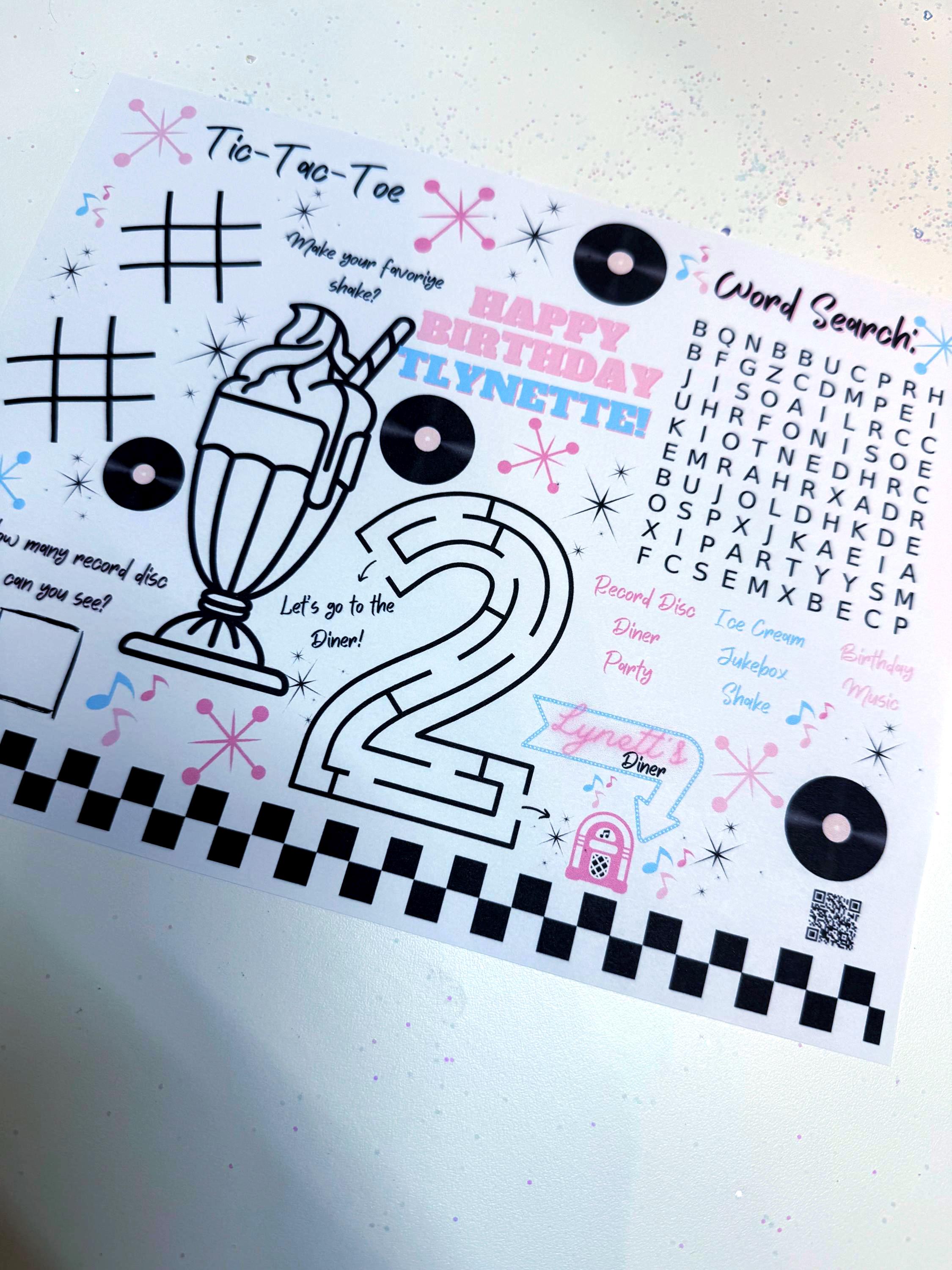 50s Diner Birthday Coloring Page for Kids, Diner Custom Coloring ...