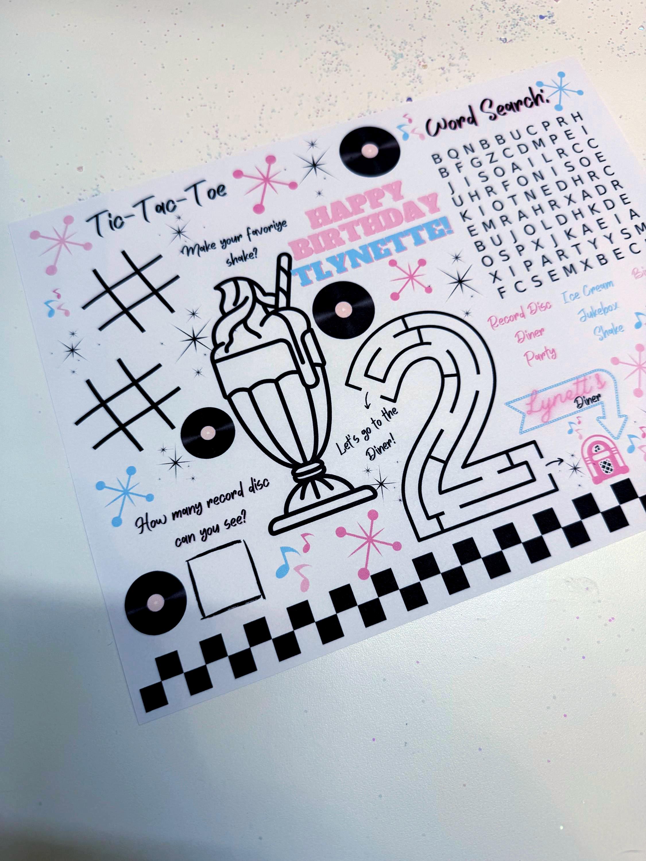 50s Diner Birthday Coloring Page for Kids, Diner Custom Coloring ...