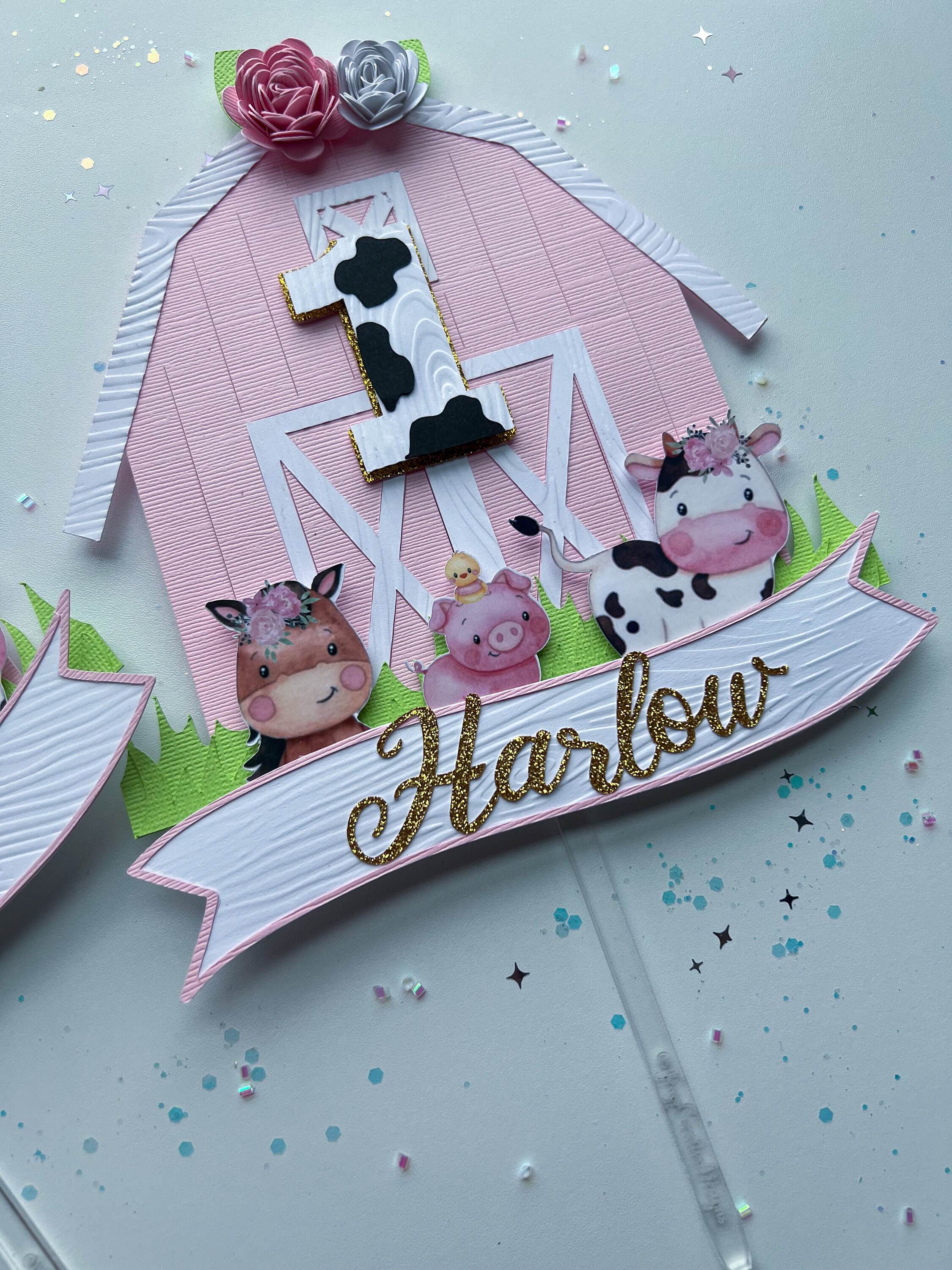 Pink Barn Cake Topper Girly Farm Cake Topper Pink Barn - Etsy
