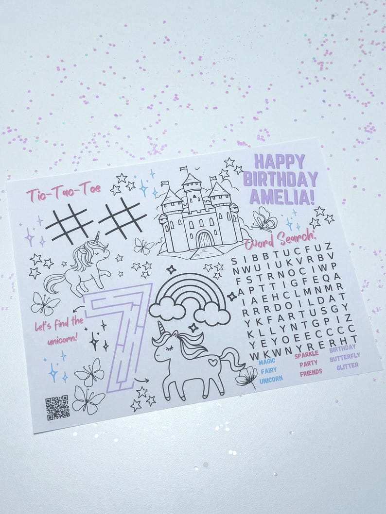 Unicorn Birthday Coloring Page for Kids, Magical Unicorn Custom ...