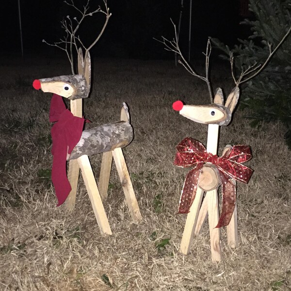 Log Reindeer - Etsy