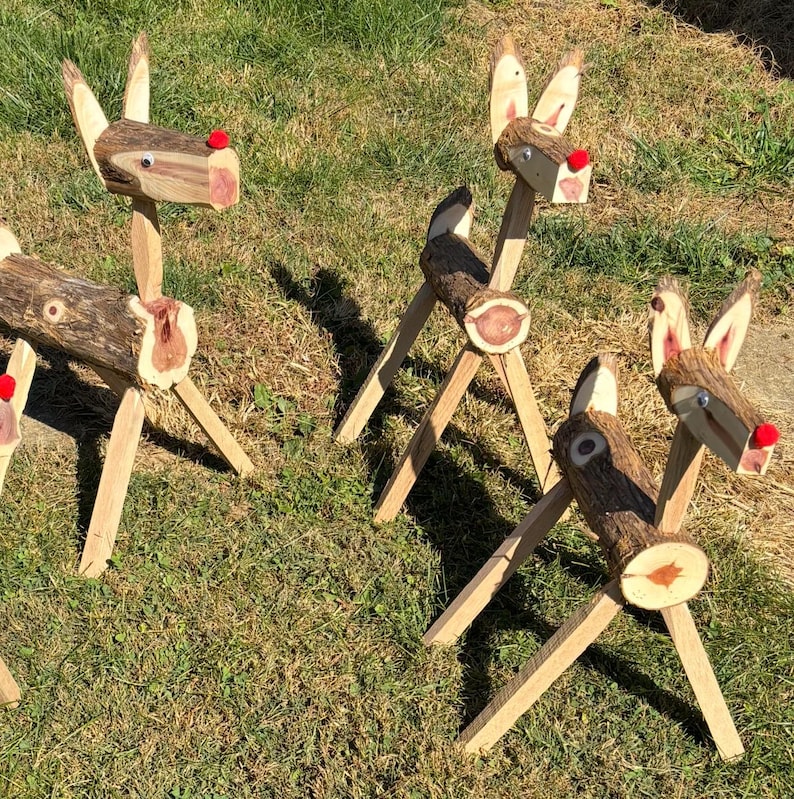 Handmade Cedar Log Reindeer - Etsy