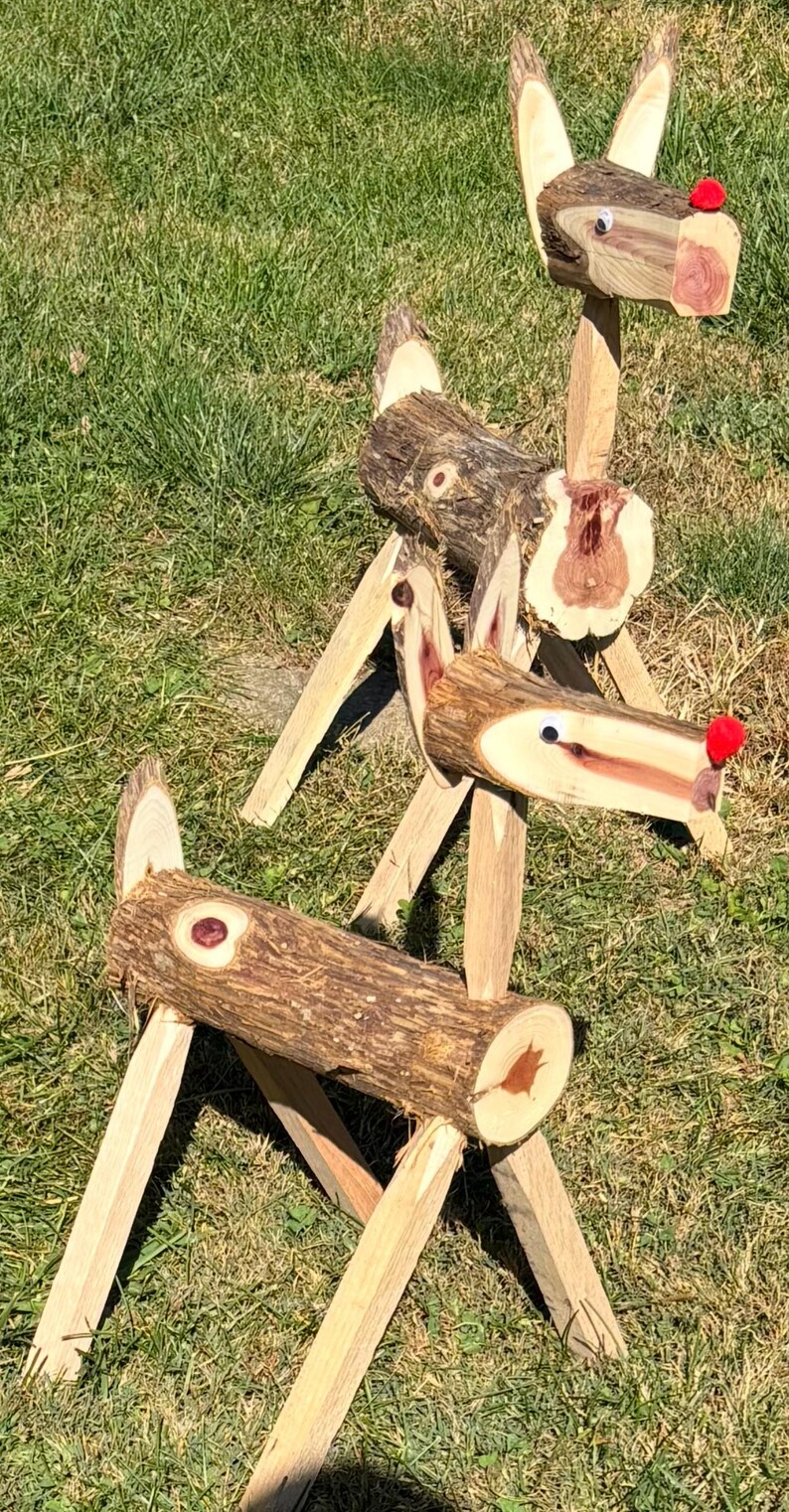 Handmade Cedar Log Reindeer - Etsy