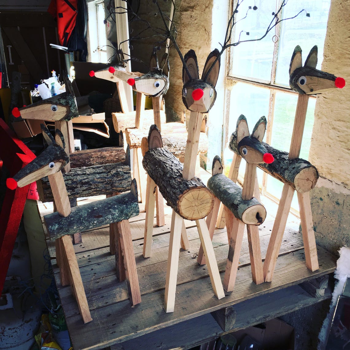 Handmade Cedar Log Reindeer - Etsy