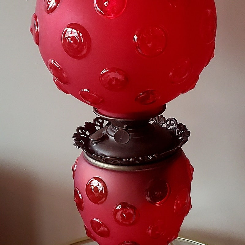 Red Glass Lamp - Etsy