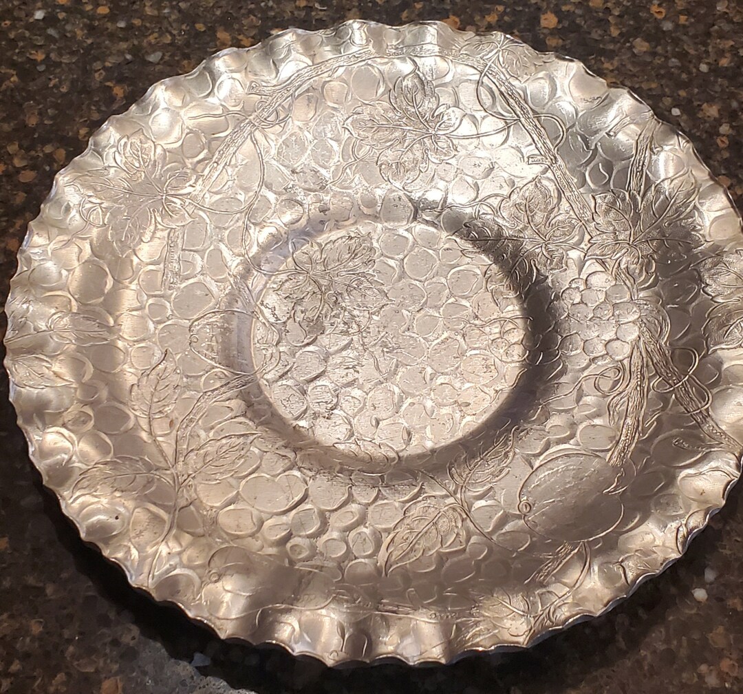 Silver Metal Decorative Plate - Etsy