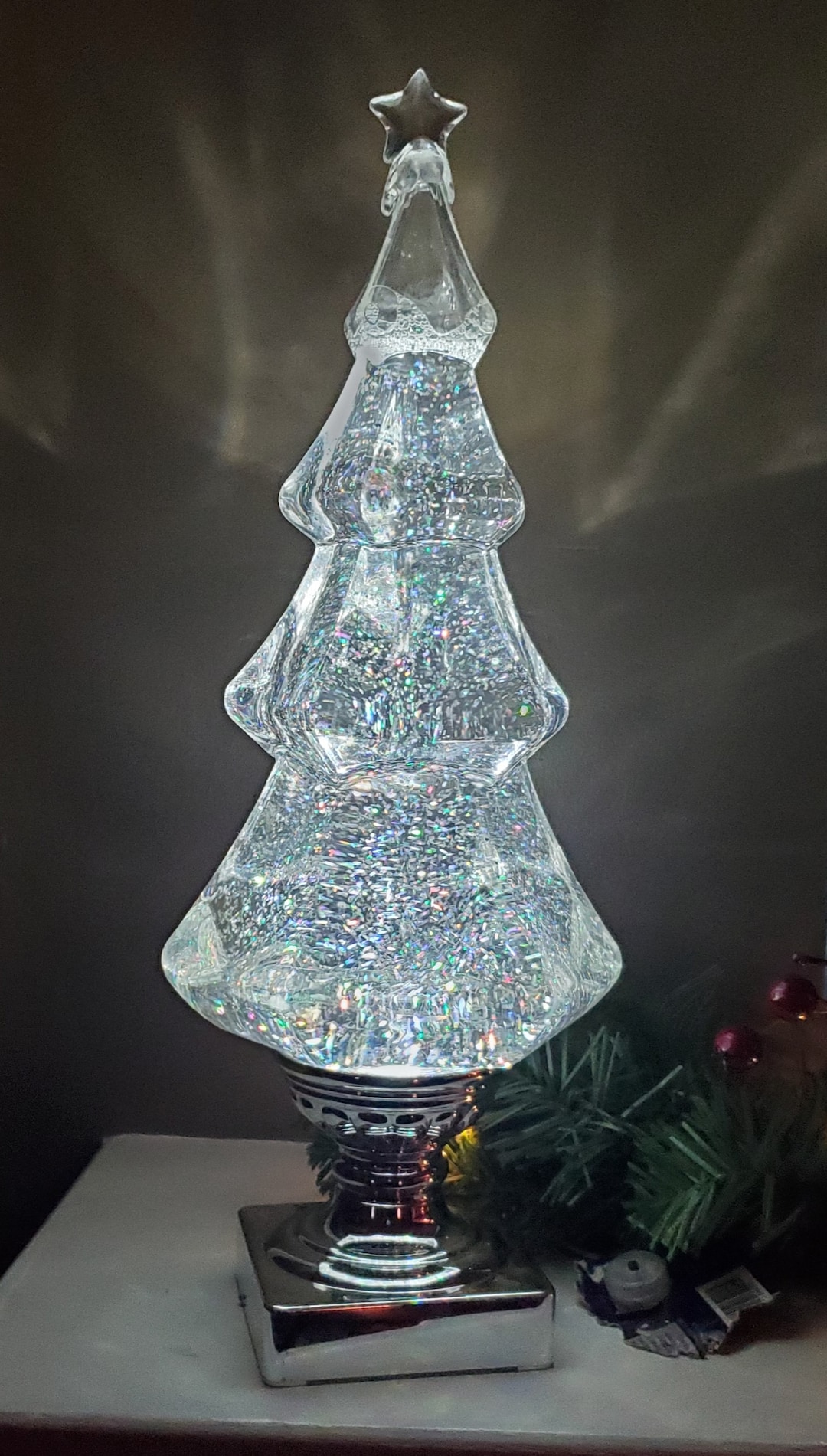 Light up Christmas Tree W/ Snowglobe Effect - Etsy