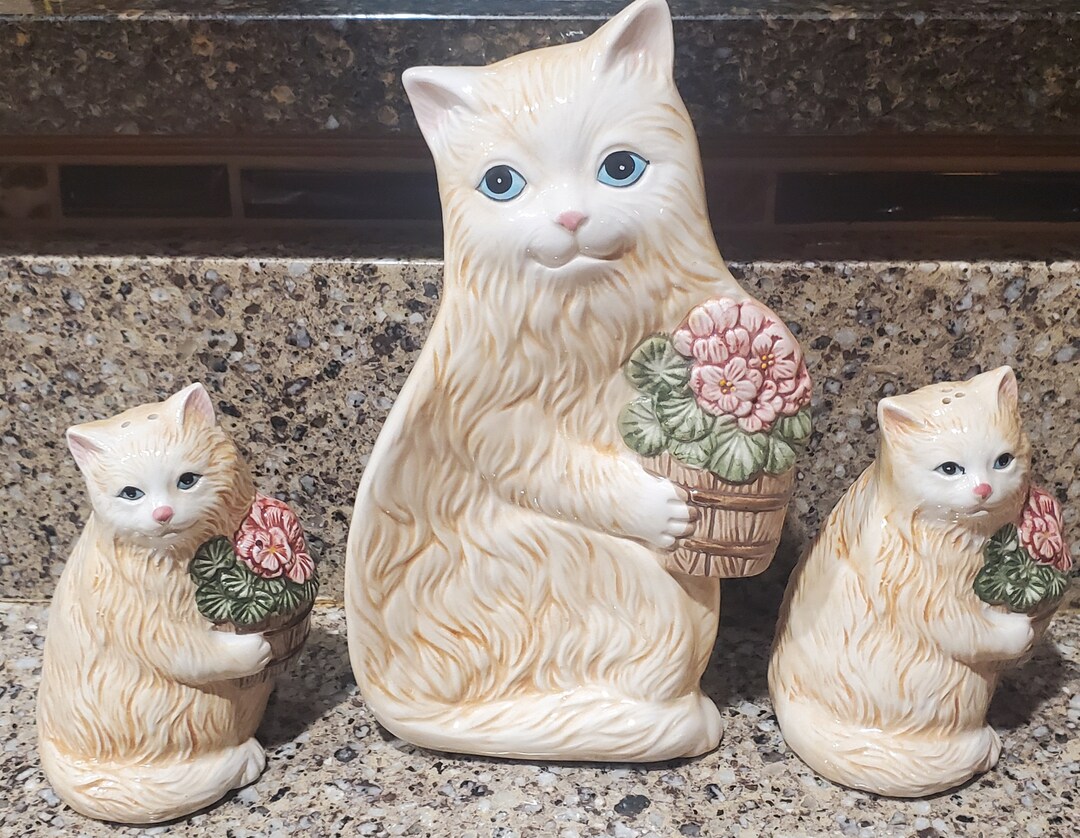 The Cook's Bazaar Cat Salt Pepper Shaker, Spoon Holder - Etsy