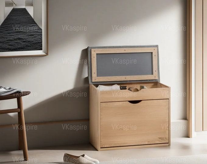 Extra Deep & Long Wooden Shoe Bench, 30cm Deep Shoe Rack, Solid Pine ...