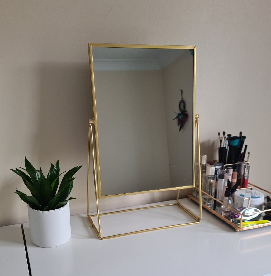 Large Gold Dressing Table Mirror Vanity Makeup Mirror Portable Mirror Etsy
