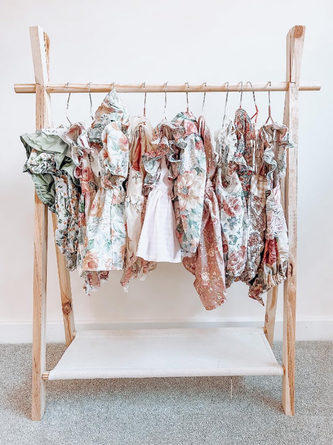 Childrens Clothes Rail Kids Coat Rack Wooden Clothes Rack Wardrobe ...