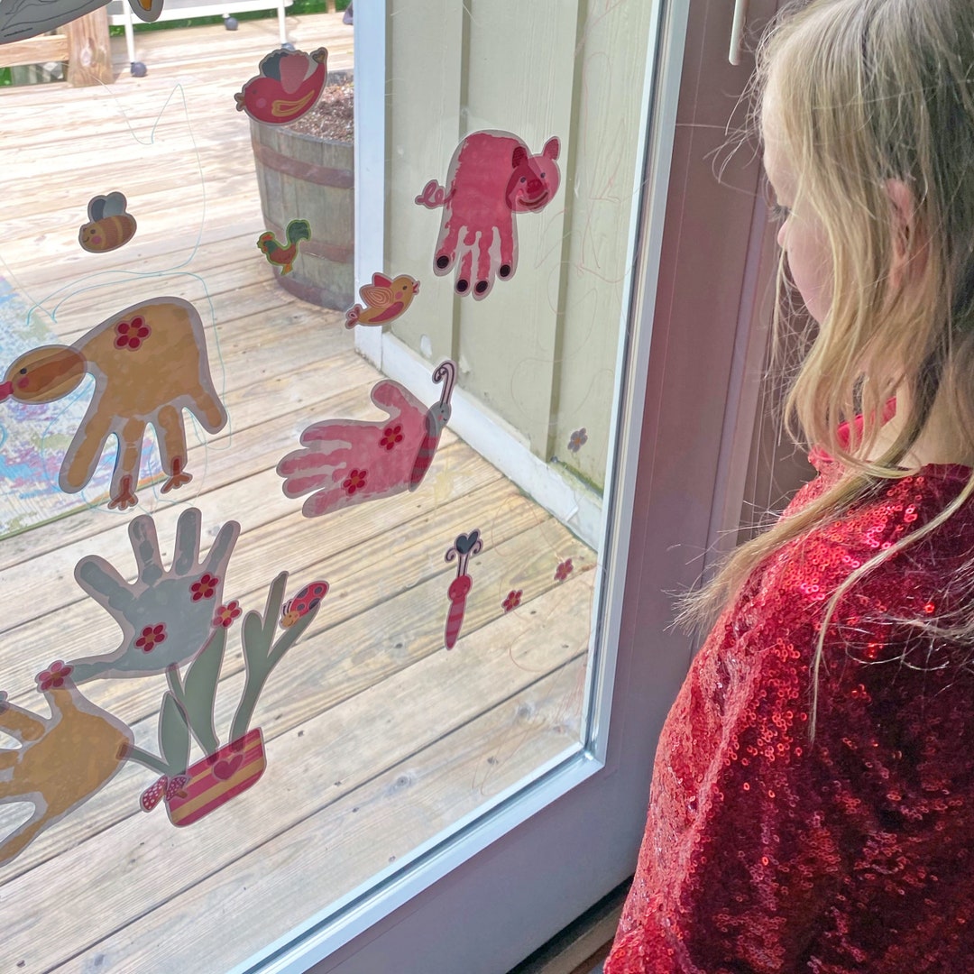 Handprint Art Window Clings: Personalized Kids Window Stickers - Etsy