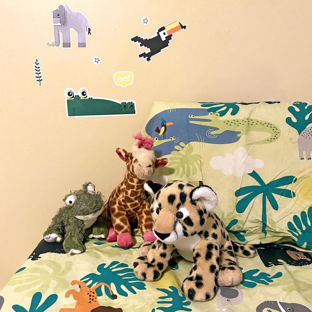 Brick-built Jungle Animals Kid’s Wall Stickers / Decals - Etsy