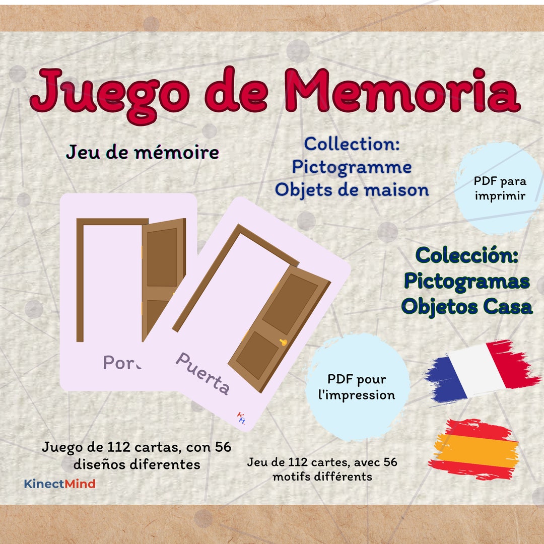 Memory Game Jeu De Memoire Vocabulary Home French Spanish - Etsy
