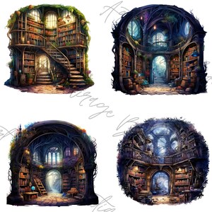 Mystical Library Clipart Bundle PNG Secret Library Antique Book Clipart ...