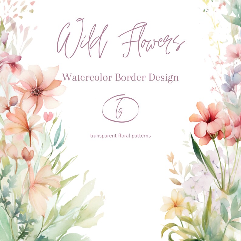 Clipart Floral Borders Clip Art Bundle Wild Flowers Borders Watercolor ...