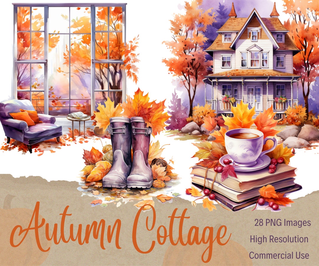 Watercolor Autumn Elements Clipart Fall Cozy Vibes Clip Art Tea Harvest ...