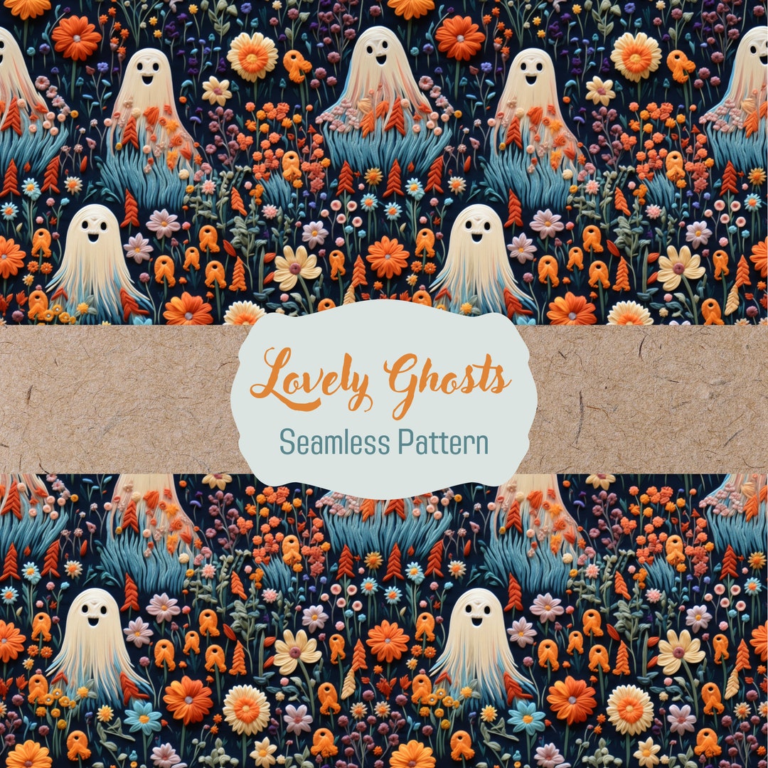 Digital Print for Halloween Ghost Seamless Printable for Halloween ...