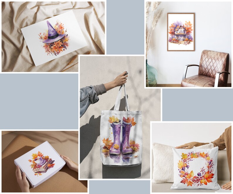 Watercolor Autumn Elements Clipart Fall Cozy Vibes Clip Art - Etsy