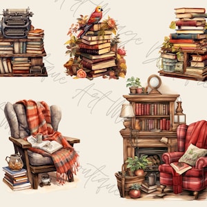 Clipart Cozy Reading Clipart Autumn Scene Clipart Cozy Fall Clipart ...
