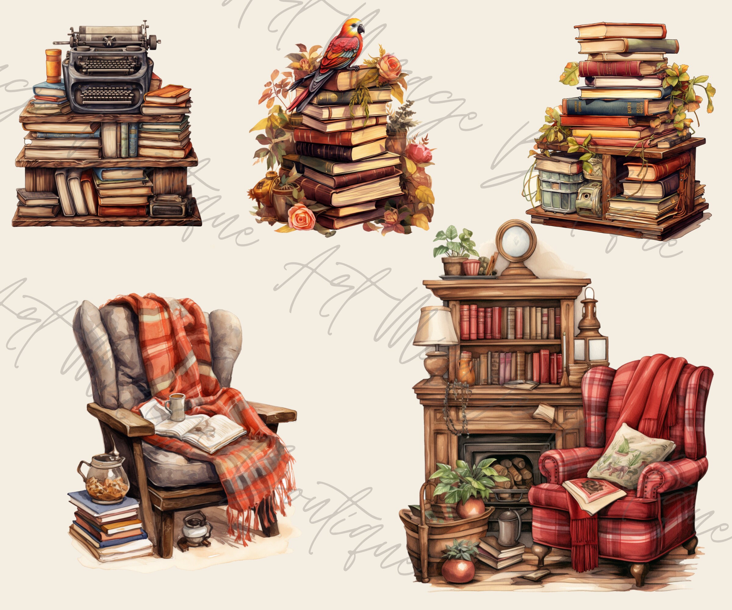 Clipart Cozy Reading Clipart Autumn Scene Clipart Cozy Fall Clipart ...