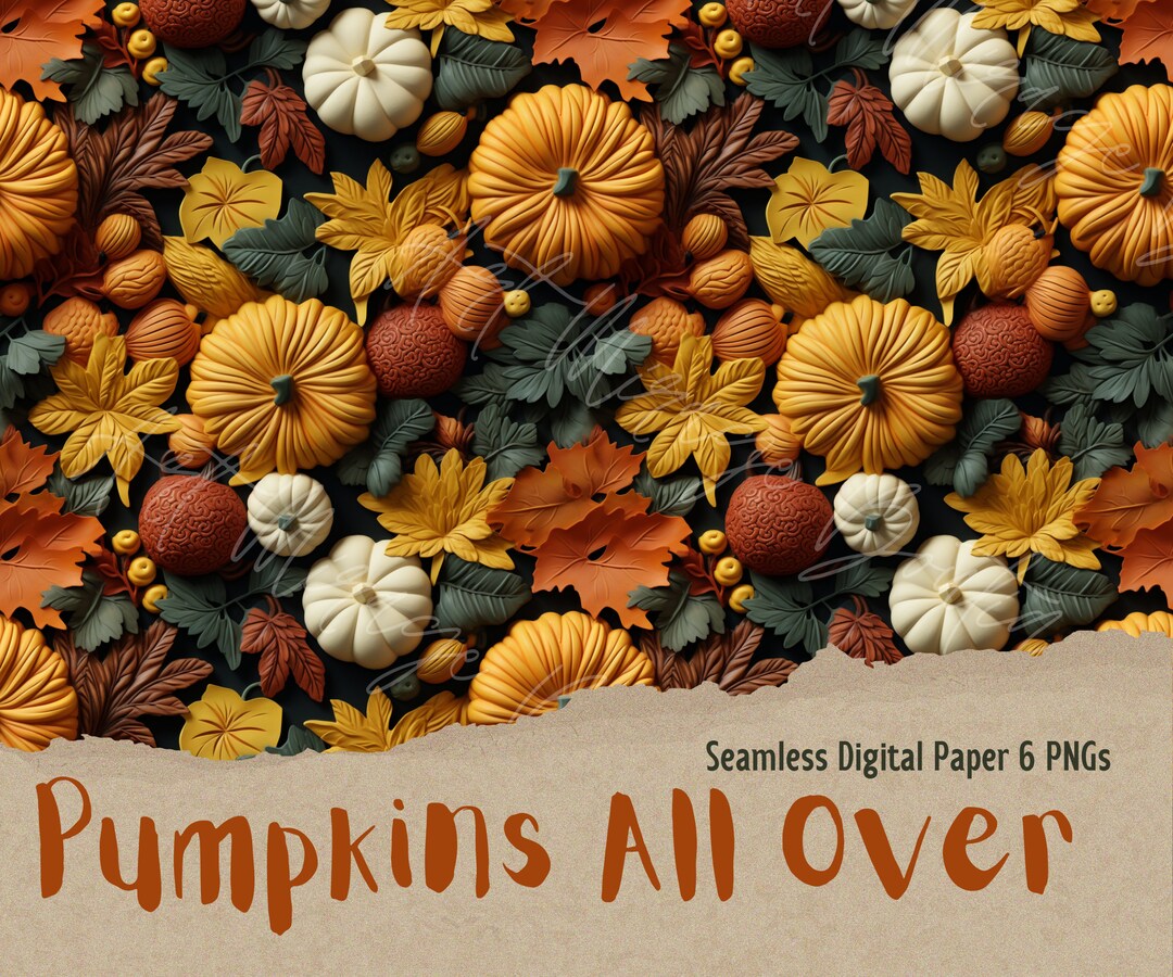 Autumn Digital Print 3D Pumpkin Digital Paper Seamless Halloween ...