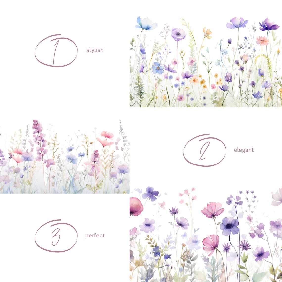 Clipart Floral Borders Clip Art Bundle Wild Flowers Borders Watercolor ...
