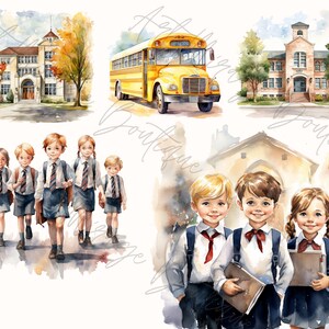 Clipart School Student Clipart Kit Digital Download Watercolor Back to ...