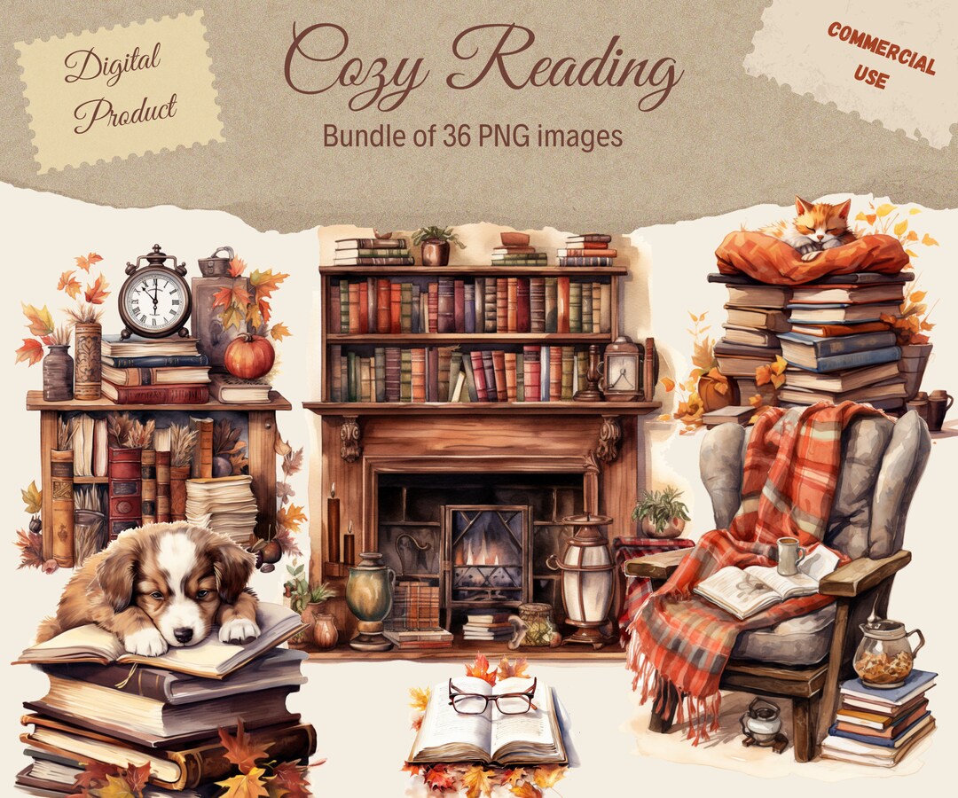 Clipart Cozy Reading Clipart Autumn Scene Clipart Cozy Fall Clipart ...