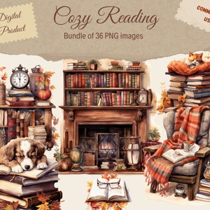 Clipart Cozy Reading Clipart Autumn Scene Clipart Cozy Fall Clipart ...