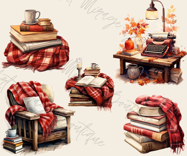 Clipart Cozy Reading Clipart Autumn Scene Clipart Cozy Fall Clipart ...