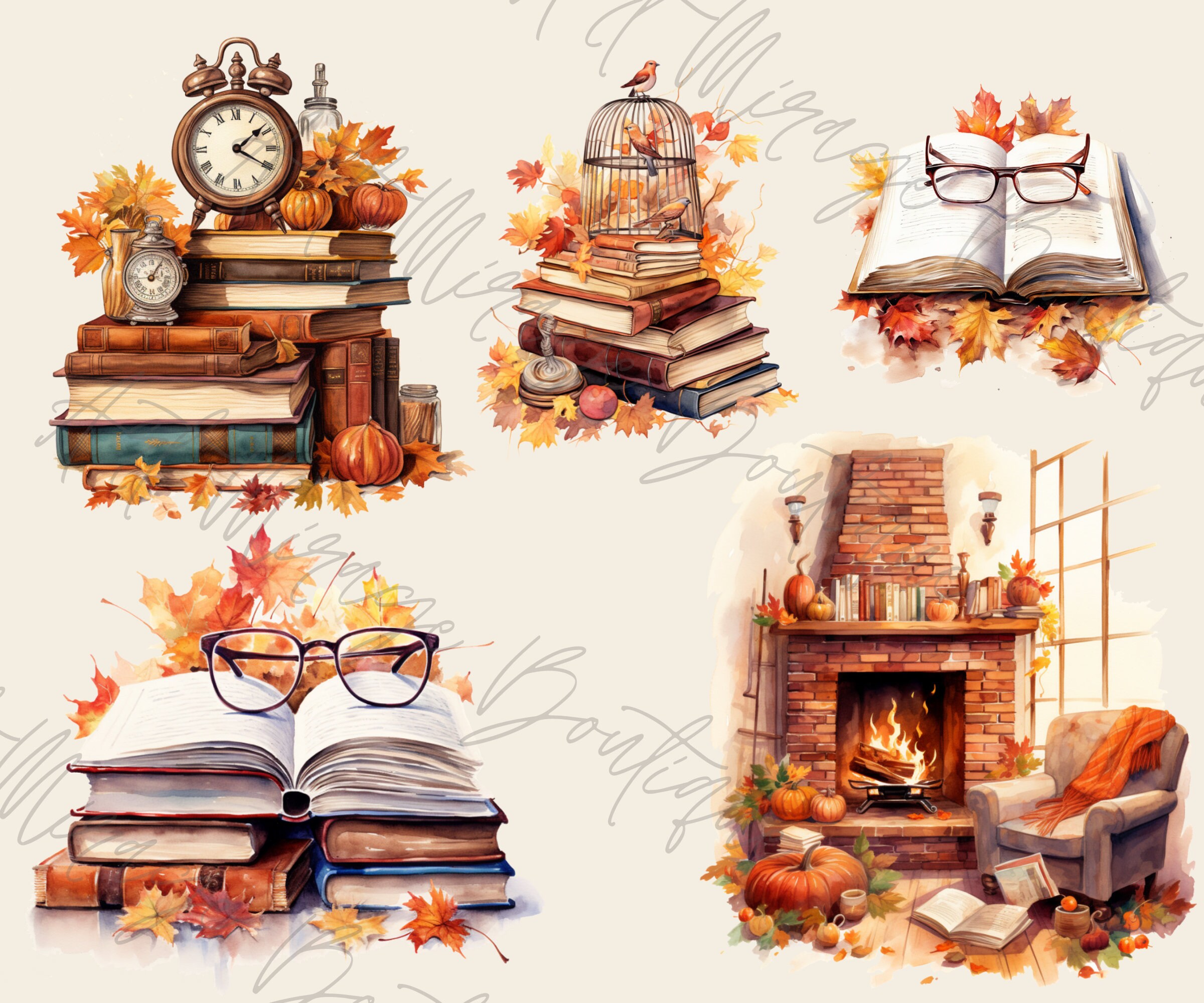 Clipart Cozy Reading Clipart Autumn Scene Clipart Cozy Fall Clipart ...