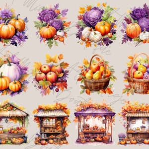 Watercolor Autumn Elements Clipart Fall Cozy Vibes Clip Art - Etsy