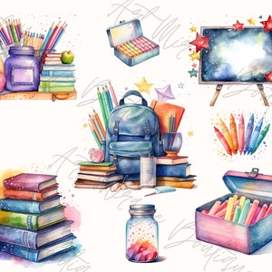 Watercolor School Clipart Back to School Clipart School Clipart PNG ...