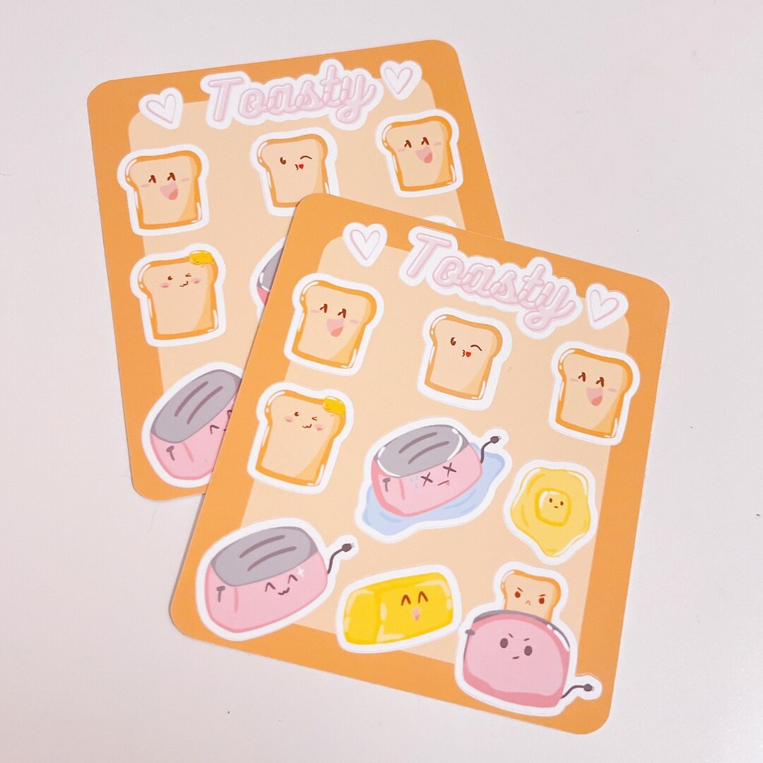 9 Piece Toast Sticker Set - Etsy