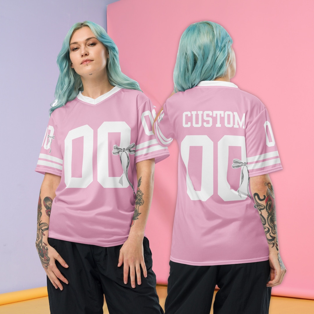 Custom Coquette Pink or White Jersey With Ribbon - Personalized Name ...