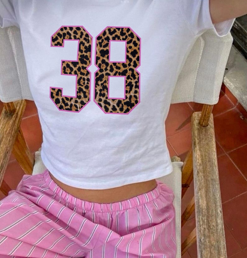Custom Leopard Print Number 90s Baby Tee, Y2k Style Cheetah Printed ...