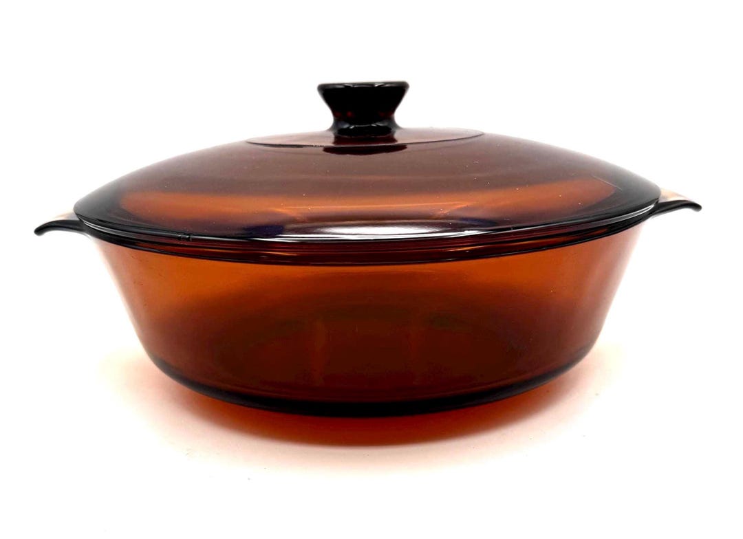 Anchor Hocking Fire King Amber Glass Casserole Dish 2 Qt Vintage ...