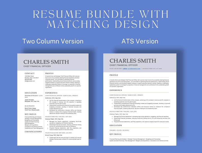 CFO Resume Template for Word, Google Docs, Resume for Chief Financial ...