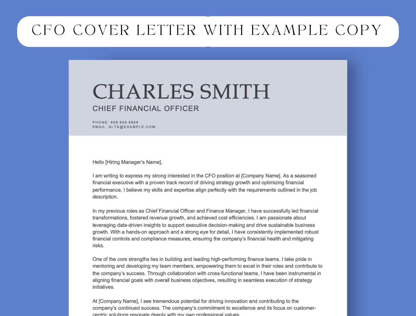 CFO Resume Template for Word, Google Docs, Resume for Chief Financial ...