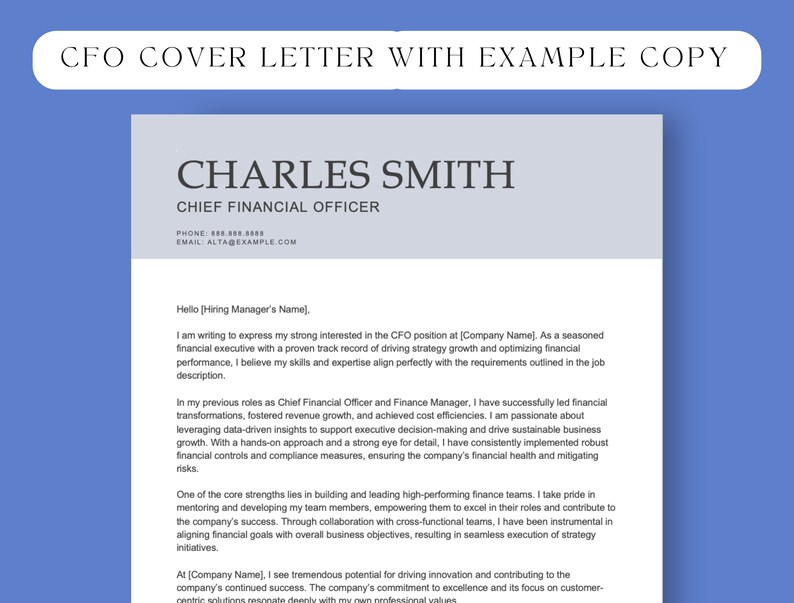 CFO Resume Template for Word, Google Docs, Resume for Chief Financial ...