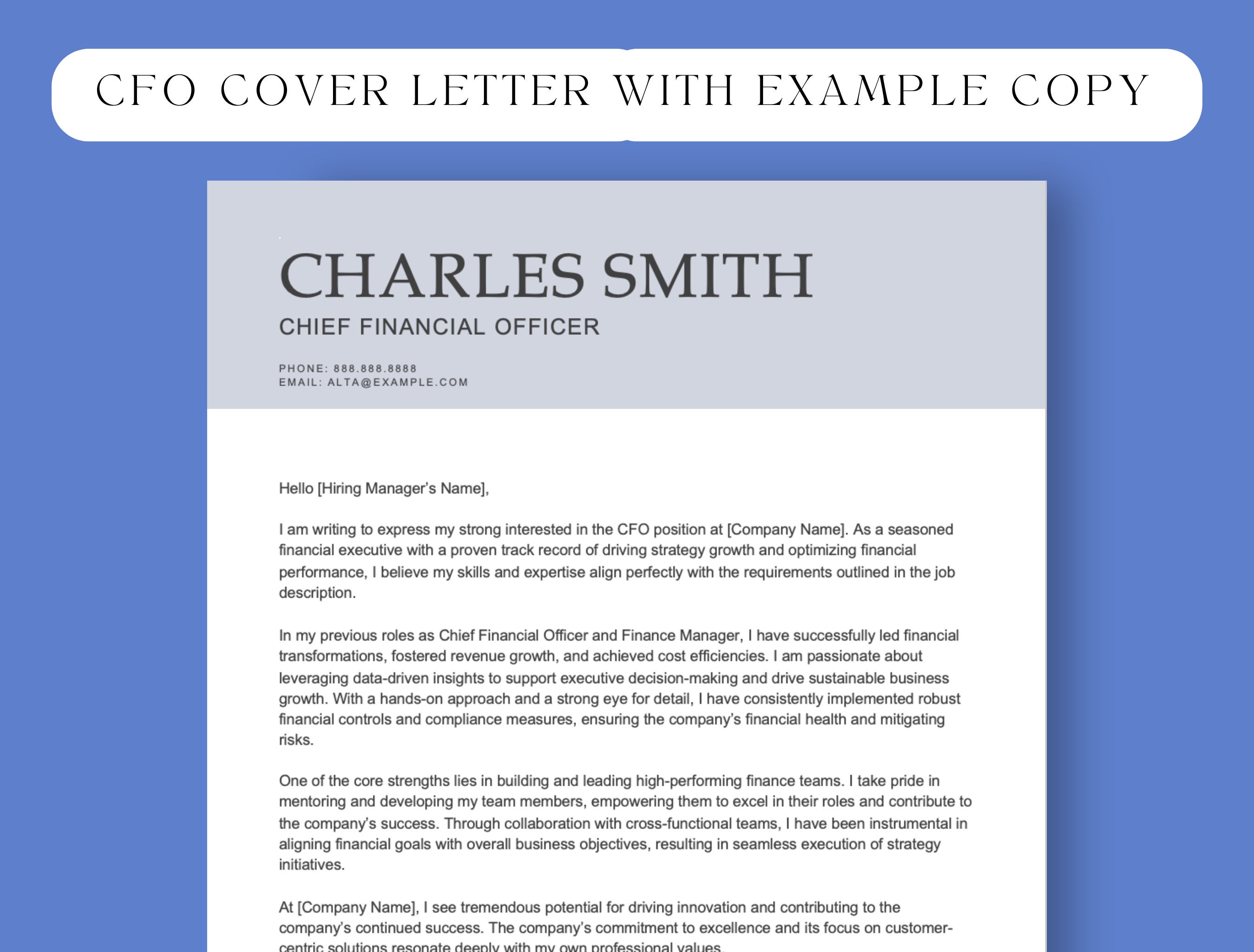 CFO Resume Template for Word, Google Docs, Resume for Chief Financial ...