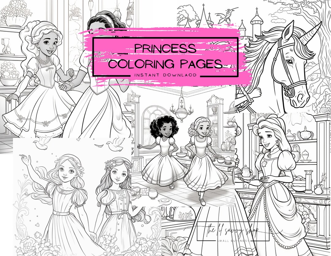 Princess Coloring Page Bundle | Instant Download - Etsy