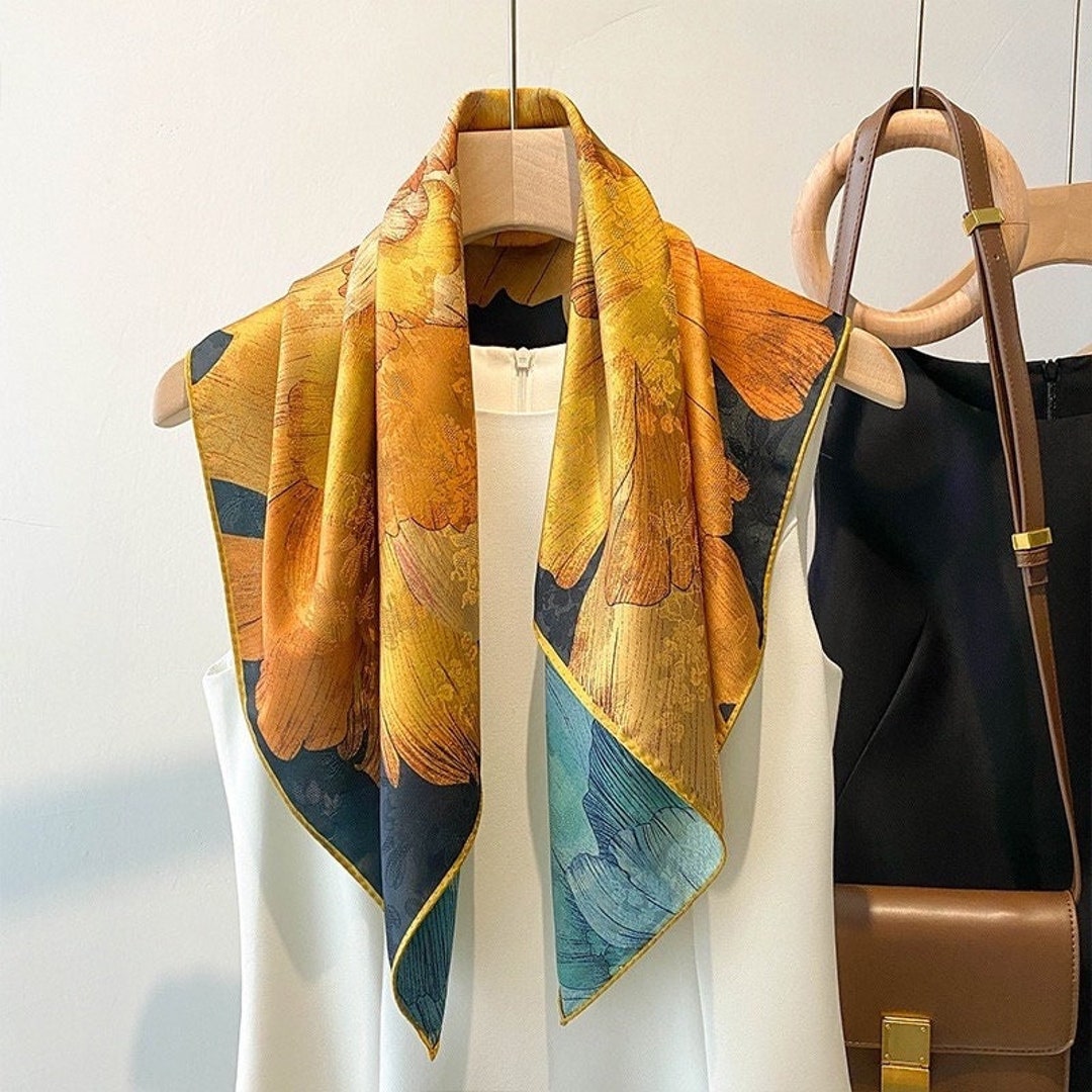 100% Silk Feeling Elegant Embossed Silk Scarf Shawl Wrap - Perfect for ...